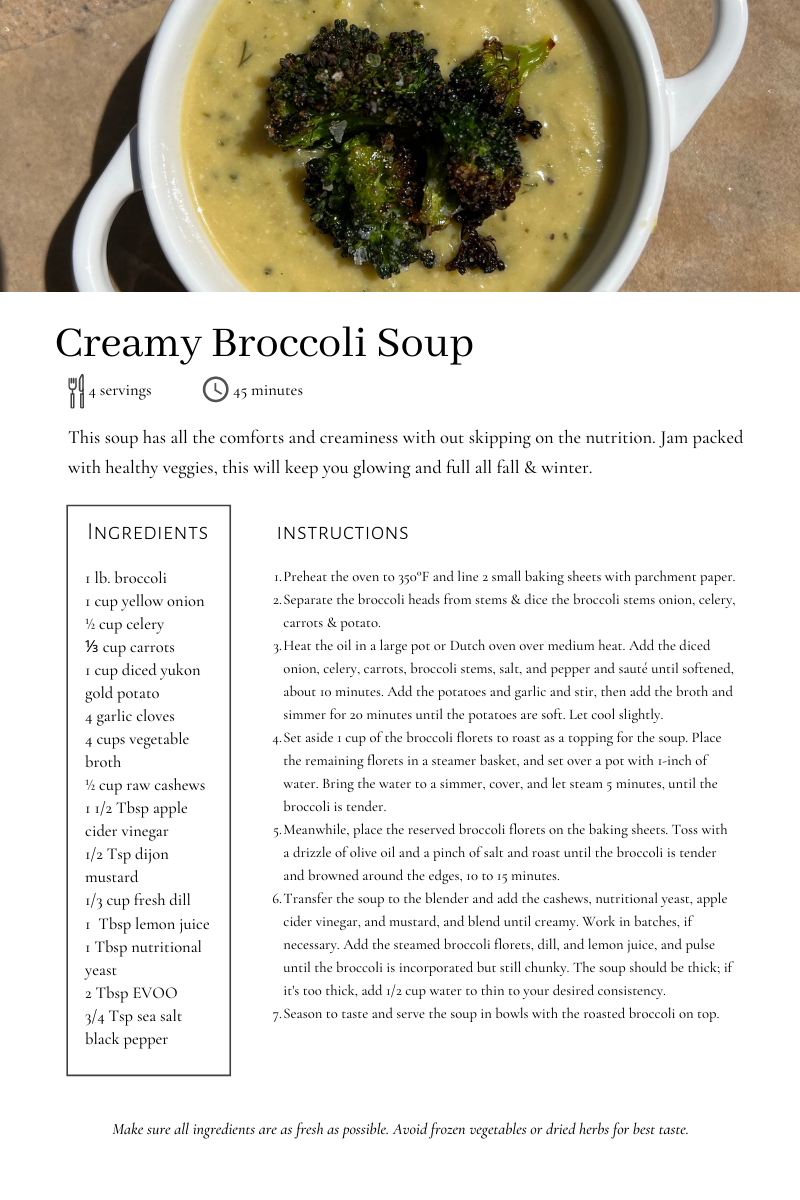 Soup Diaries: Creamy Broccoli Soup – YogaNamaStacy